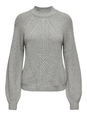 Only Female Strickpullover ONLKATIA LS Detail Highneck CC KNT 15324678,Medium Grey Melange,L