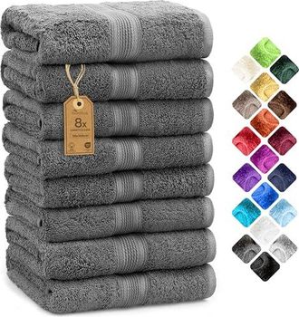 NatureMark 8 Handtücher Set - 100% Baumwolle - Saugfähige und langlebige Handtücher, Größe 50×100 cm, Anthrazit Grau