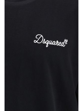 Dsquared2 Mens T-Shirt Signature Black Cotton T-Shirts And Polos