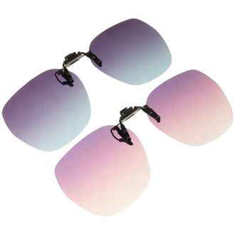 FOMIYES Lot de 2 Lunettes de Soleil Polaris&eacute;es &agrave; Clipser Gris Bleu et Rose P&acirc;le sans Monture Protection UV Anti-&Eacute;blouissement Adapt&eacute;es pour Conduite et Activi