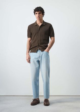 Mango Polo 100 % coton maille structure boutons chocolat - Homme - XXL - MANGO MAN