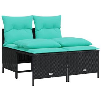 vidaXL 4-teiliges Gartensofa-Set mit Kissen, schwarzes Polyrattan vidaXL