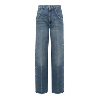 Stella McCartney Femme, Jeans, Bleu, Taille: W29 Pantalon Large en Denim &agrave; Boutons-Pression