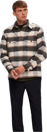 Selected SELETED HOMME Herren SLHARCHIVE Overshirt NOOS Hemdjacke, Ermine/Checks:Sand/White, L