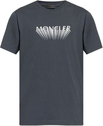 Moncler Homme, Tops, Gris, Taille: 2XL T-shirt Logo en jersey de coton