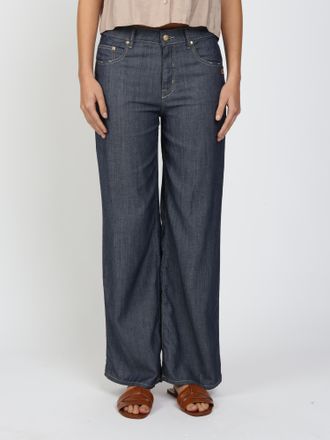 Gang Weite Jeans GANG 94CARLOTTA, Damen, Gr. 34, N-Gr, dunkelblau, Denim/Jeans, Obermaterial: 67% Baumwolle, 33% Lyocell, weit lang, Jeans, Light Denim, mi