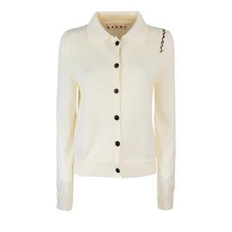 Marni Femme, Pulls, Beige, Taille: 36 FR Cardigan en Coton Crème Pulls