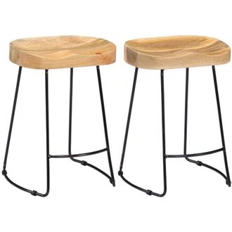 vidaXL Tabourets de bar Gavin lot de 2 bois de manguier solide Vidaxl