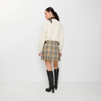 Burberry Checked Cotton Skirt - Beige