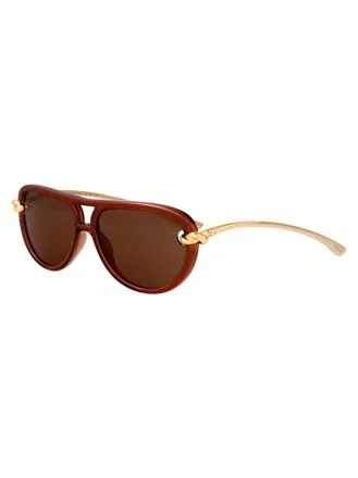 Bottega Veneta Womens Sunglasses Bv1418s Brown-Gold-Brown Metal Brown/gold/brown
