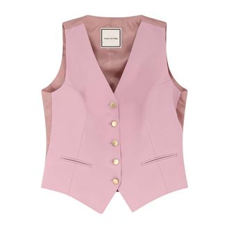 Tagliatore Femme, Vestes, Rose, Taille: 42 FR Gilet &agrave; cinq boutons et col en V