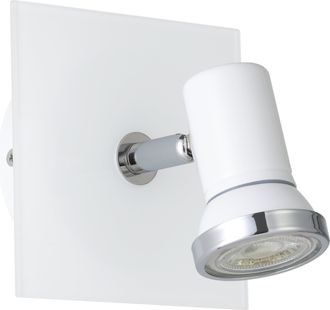 Eglo LED Wandlampe Tamara 1, Wandleuchte Bad, Badezimmer Lampe aus Metall in Weiß, Chrom und Glas, Feuchtraumleuchte, Spot inkl. GU10 Leuchtmittel, warmwei