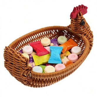 Generico Gewebter Korb - Snack-Organizer in H&uuml;hnerform | handgewebter Obstkorb - f&uuml;r Gem&uuml;se, K&uuml;che, Speisekammer, Theke, Tisch, Regal, Party, Brot, Kekse, Kart