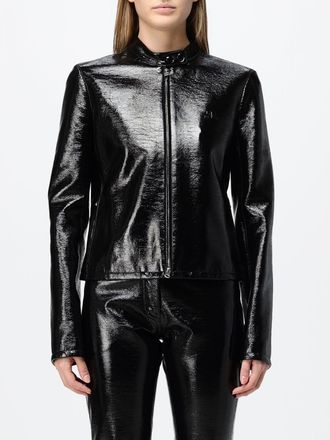 Courr&egrave;ges Bikerjacke von aus Kunstleder mit Stehkragen und Rei&szlig;verschluss
