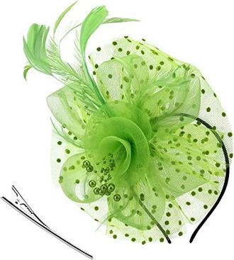 Dreshow Fascinator Chapeau Plume Mariage Dames Day Bandeau et Clip Cocktail Tea Party Chapeau pour Fille et Femmes