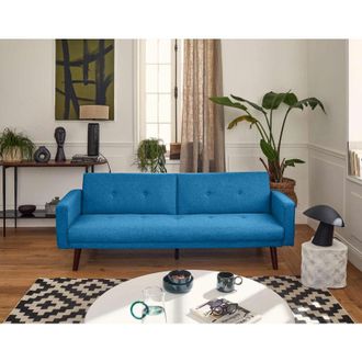 Best Mobilier Bestmobilier - Babylone - 2-sitzer schlafsofa klappsofa - aus stoff - blau