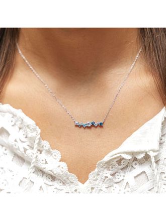 Zeeme Gemstones Halskette Silber 925 rhodiniert mit 9x Blautopas (beh.)
