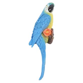 Walmeck Vogelfigur aus Kunstharz, Halbgesichtige Papageienskulptur mit Lebendigen Farben, Lebensechtes Aussehen f&uuml;r den Balkongarten, Regenfest und Sonnenfest