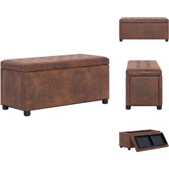 vidaXL Ottoman mit Stauraum 87,5 cm Braun Wildleder-Optik - Sitztruhe - Aufbewahrungsbox - Wohnzimmer Deko - Wildleder Optik - Couchtisch Alternative