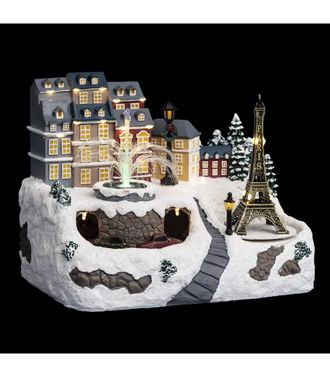 F&eacute;&eacute;ric Lights & Christmas Feeric Light and Christmas Weihnachtsdorf, beleuchtet, Eiffelturm und Brunnen, Mehrfarbig, Einheitsgr&ouml;&szlig;e