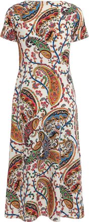 Etro Womens Printed Midi Dress Multicolour Polyester