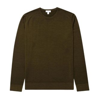Sunspel Merino Rundhals-Pullover - - Knitwear - Herren - Gr&uuml;n - M