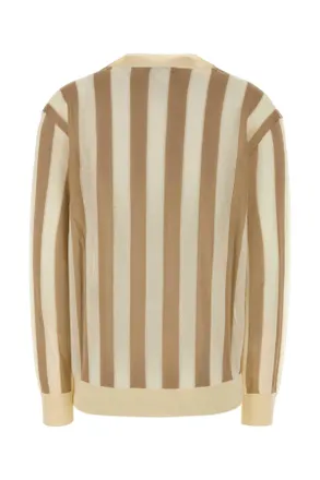 Fendi Womens Pequin Sweater Beige Silk Cotton