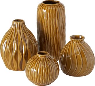 Boltze 4 x Vase Zalina Porzellan braun H&ouml;he 9-19 cm