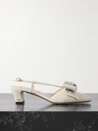 Valentino Garavani Escarpins &Agrave; Brides Arri&egrave;re En Cuir &Agrave; Ornements Bowow - Ivoire