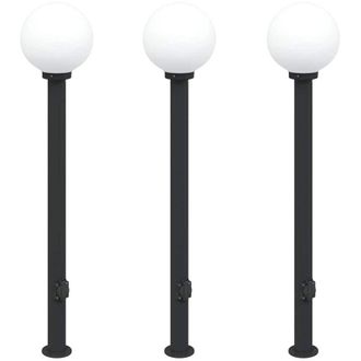 vidaXL Pollerleuchten mit Steckdose 3 Stk. 120 cm Schwarz IP44 vidaXL