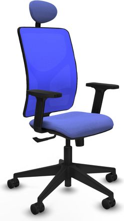 Piqueras y Crespo Call Center Stuhl mit 2D-Armen, h&ouml;henverstellbare Lendenwirbelst&uuml;tze und festes Kopfteil, ausgestattet mit 3 Positionen, Blau/Hellblau