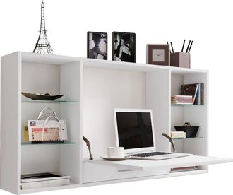 ebuy24 Ebuy24 - Teala Schreibtisch wandhängender Schreibtisch, 6 Fächer und 1 Schublade weiß