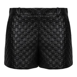 Gucci Gepr&auml;gte Leder-Shorts hohe Taille - - Shorts - Damen - Schwarzk - M