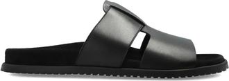 Dolce & Gabbana Homme, Chaussures, Noir, Taille: 45 EU Leather Slides
