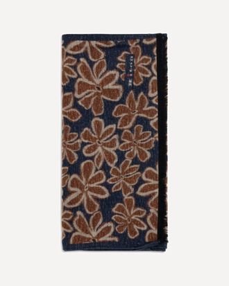 Kiton Floral print Scarf with fringes Male UNI