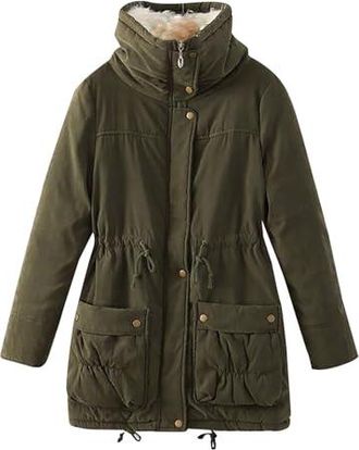 Generic Doudoune Hiver Femme Manteau D Hiver Femme Woman Winter Coat Hooded Solid Colour Coat Thicken Quilted Puffer Warm Lamb Velvet Parka Blouson Grande Tai