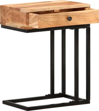 tidyard Beistelltisch U-Form Couchtisch Wohnzimmertisch Beistelltisch Sofatisch Kaffeetisch Coffee Tisch 45x30x61 cm Akazie Massivholz