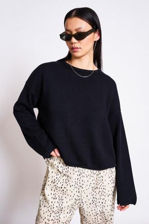 JAN 'N JUNE Damen vegan Pullover Crewneck Hoy Schwarz