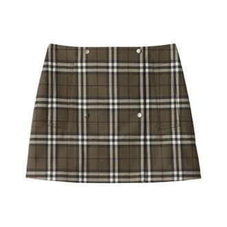 Burberry Karierte olivgr&uuml;ne Rock mit Taschen - - Skirts - Damen - Gr&uuml;n - XS