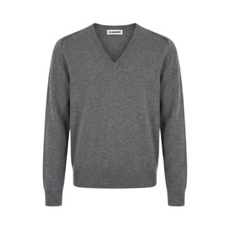 Jil Sander Femme, Pulls, Gris, Taille: 44 FR Pull Col V Manches Longues emmanchure ouverte