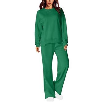 Generic Surv&ecirc;tement de sport pour femme - 2 pi&egrave;ces - Confortable - Sweat et pantalon - Tenue dentra&icirc;nement d&eacute;contract&eacute;e - Manches longues - Avec poches - Comb