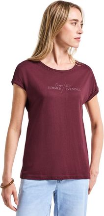 Street One Damen A323610 Basic Shirt mit Print, Dark Cherry Red, 44