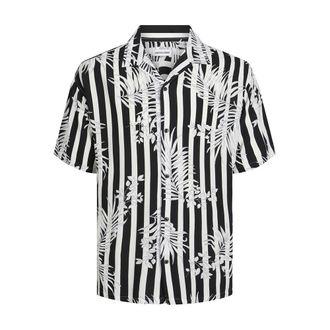 Jack & Jones Herren Jjjeff Resort AOP Shirt Ss Hemd 12247759,Schwarz,S