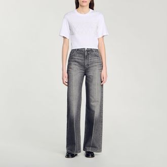 Sandro T-shirt court strass&eacute;