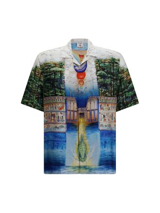 Casablanca Mens Shirt Trompe Loeil Multicolour Silk