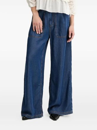 Munthe jean ample à design plissé - Bleu