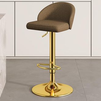 Generic Hellgraue, verstellbare Drehhocker, 2er-Set, bezogen mit Leinenstoff, mit Fu&szlig;st&uuml;tze und R&uuml;ckenlehne, f&uuml;r K&uuml;che und Esszimmer, modernes Design