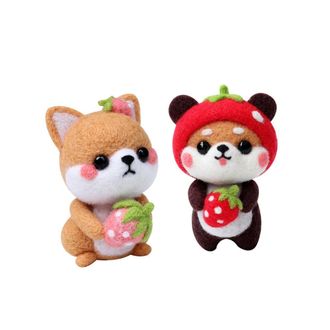 Pretyzoom DIY Wollfilzset Sitzenter Shiba Inu Pl&uuml;sch Hund mit Nadel Filzen f&uuml;r Anf&auml;nger Inklusive Bunter Filzwolle und Anleitung Geeignet f&uuml;r Erwachsene zum Bas