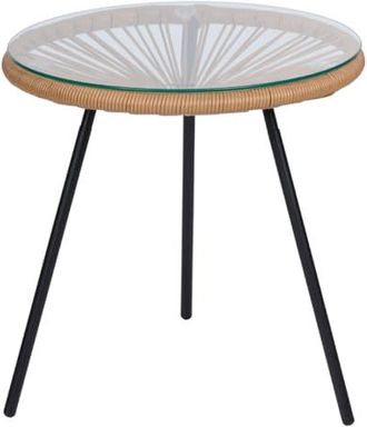 Arti Casa Beistelltisch Acapulco Wohnzimmertisch mit Glasplatte - Runde Couchtisch &Oslash;45x45 cm - Moderner Tisch