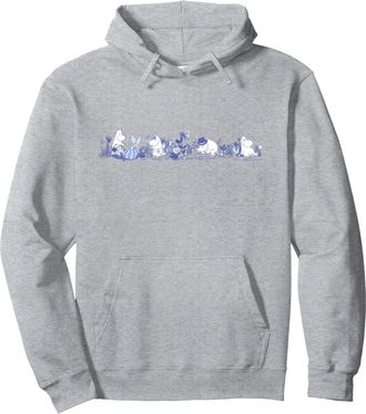 Moomin Mumin Moomintroll und Co in der Natur, Blaudruck Pullover Hoodie